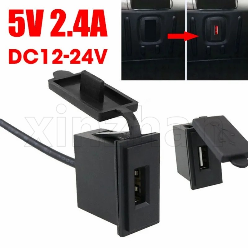 5V 2.4A QC3.0 Power Adapter / 12V/24V Single USB Car Charger Socket ...