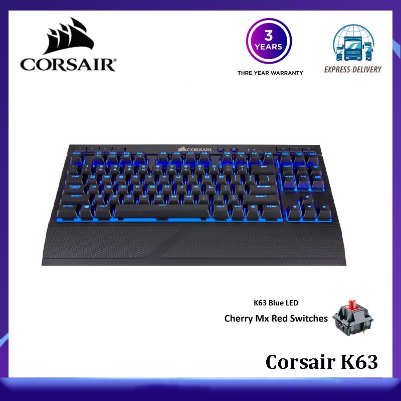 Corsair K63 Wireless Mechanical Keyboard Mx Red (Blue LED / Ice Blue LED) | Shopee Malaysia