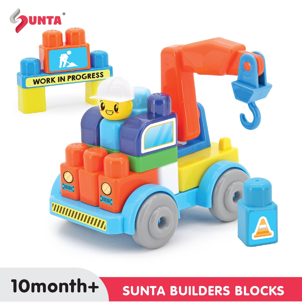 SUNTA 40pcs Non-toxic Round Edge Construction Crane Truck Series Toy ...