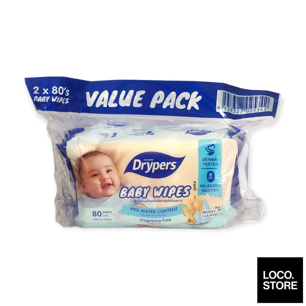 Drypers Baby Wipes Oat Fragrance Free Twin Pack 2x80s | Shopee Malaysia