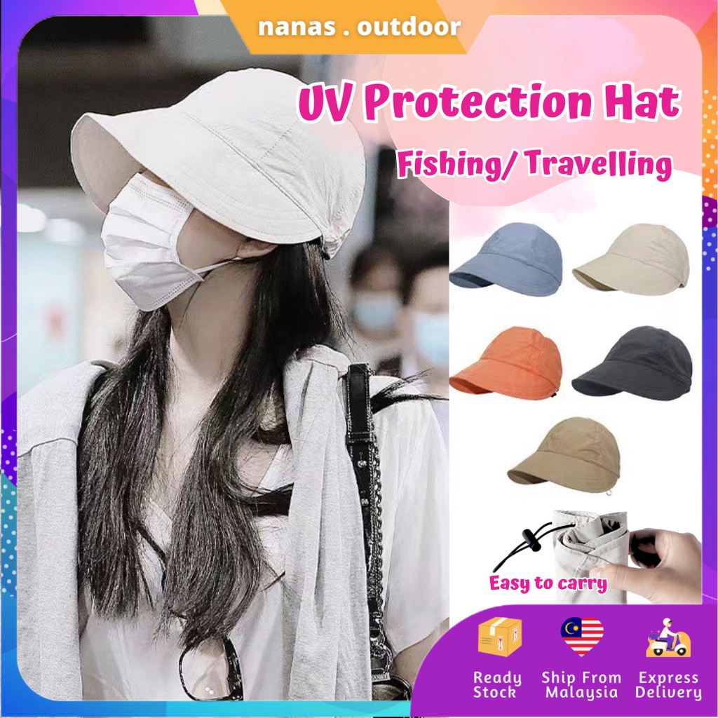 Ready Stock Women Sunhat Sunproof UV Hat Foldable Cap Sunscreen ...