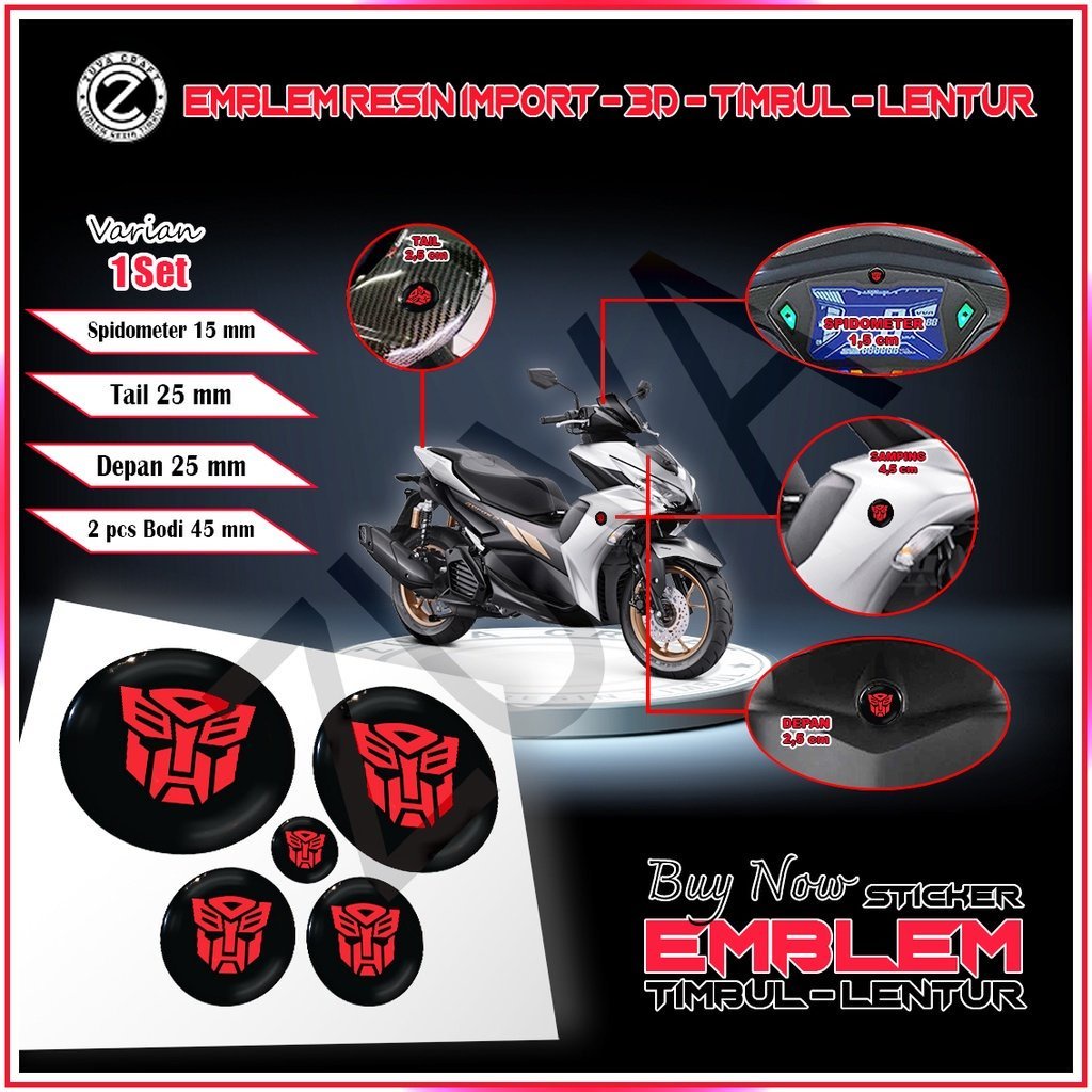 3d MOTORCYCLE STICKER embossed FLEXIBLE EMBLEM LOGO AUTOBOTS YAMAHA ...