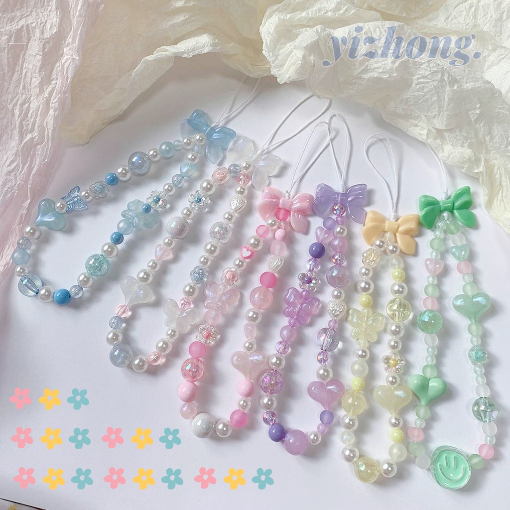 Phone Strap Candy Color Love Heart Bowknot Buttefly Decor Design Girly ...