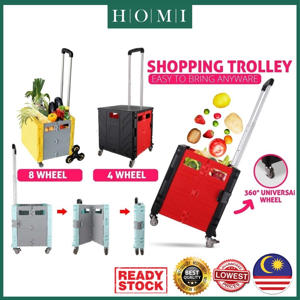 📦HOMI 4/8 Wheel Foldable Shopping Cart Stair Climber Shopping Trolley ...