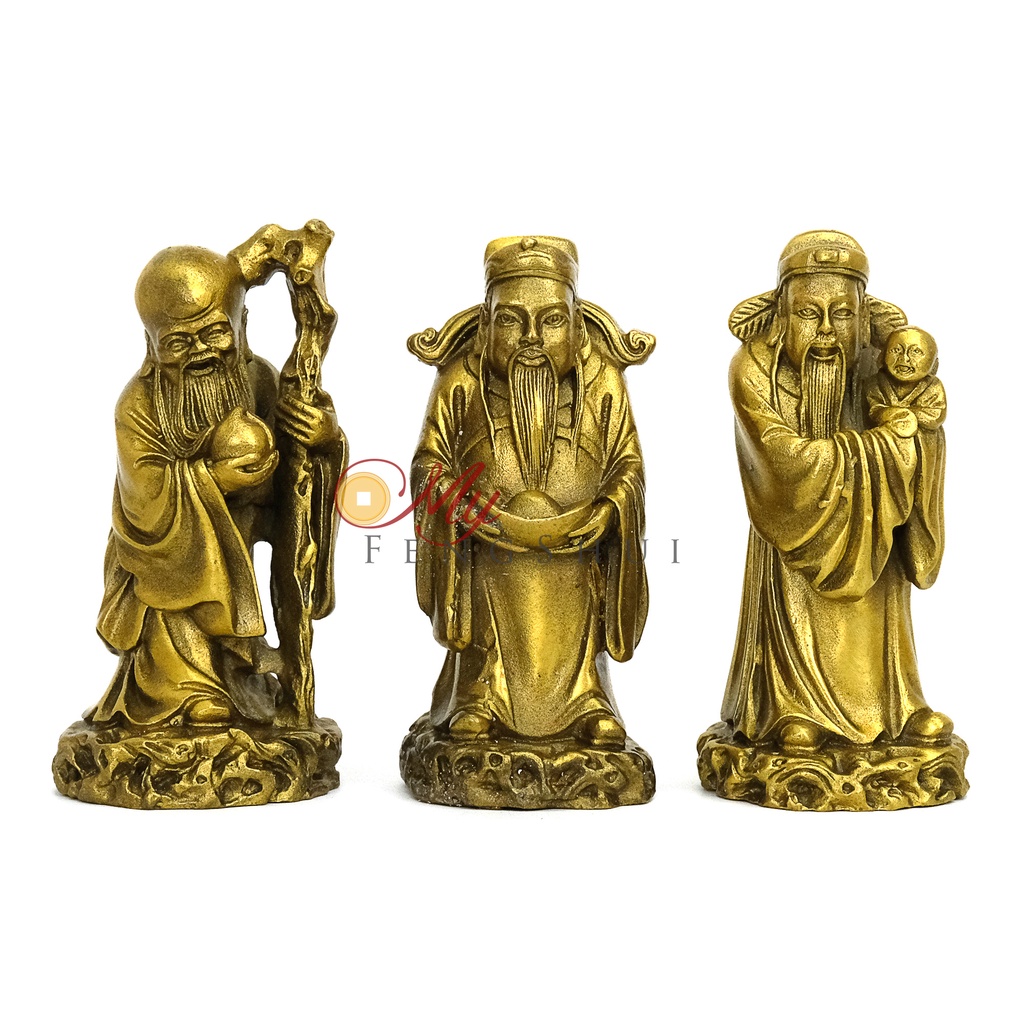 Feng Shui Brass Three Heavenly God Fuk Luk Sau Three Star Gods Fu Lu ...