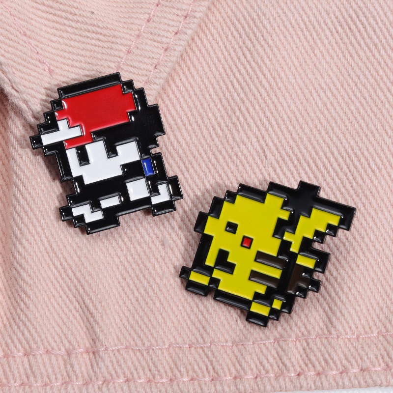 Funny Mosaic Game Brooch Pin Cartoon Character Pixel Game Brooch Badges ...