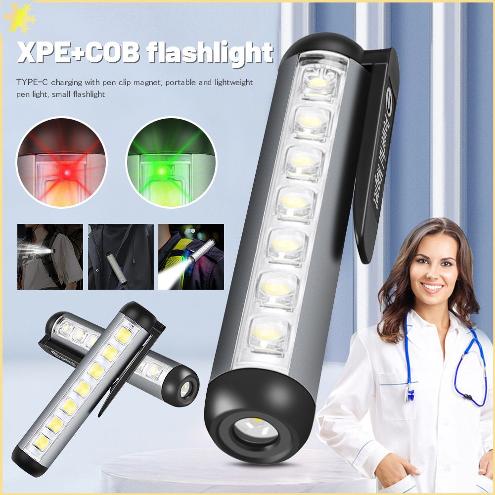 New Xpe+cob Mini Flashlight Usb Charging With Clip Magnetic Portable ...