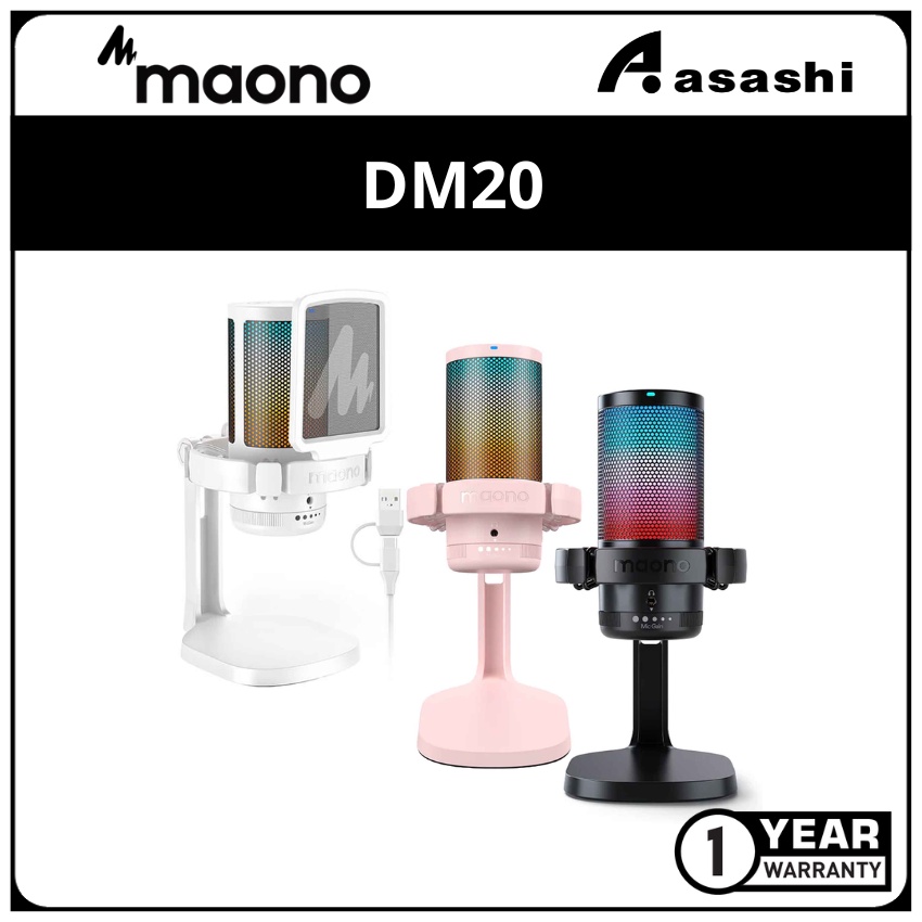 Maono DGM20 USB Microphone RGB Gaming USB Condenser Mic Noise Cancel ...