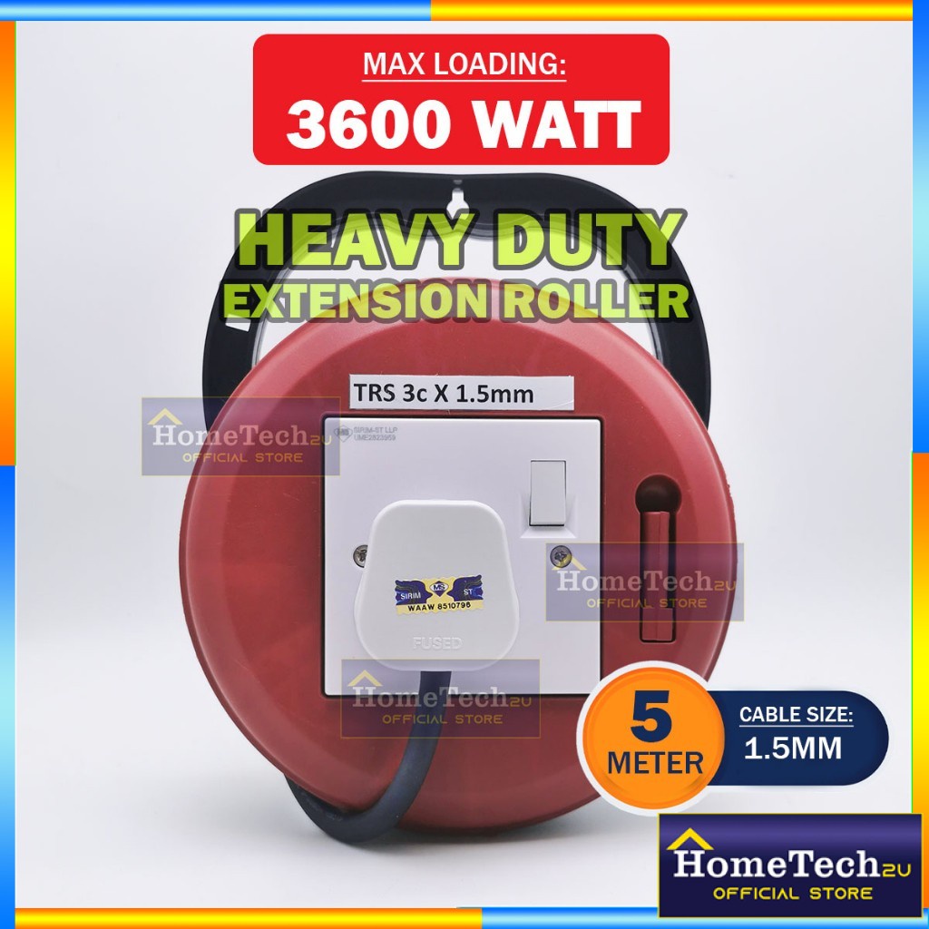 Heavy Duty Extension Roller Round Wire Box Trailing Socket Cable Reel ...