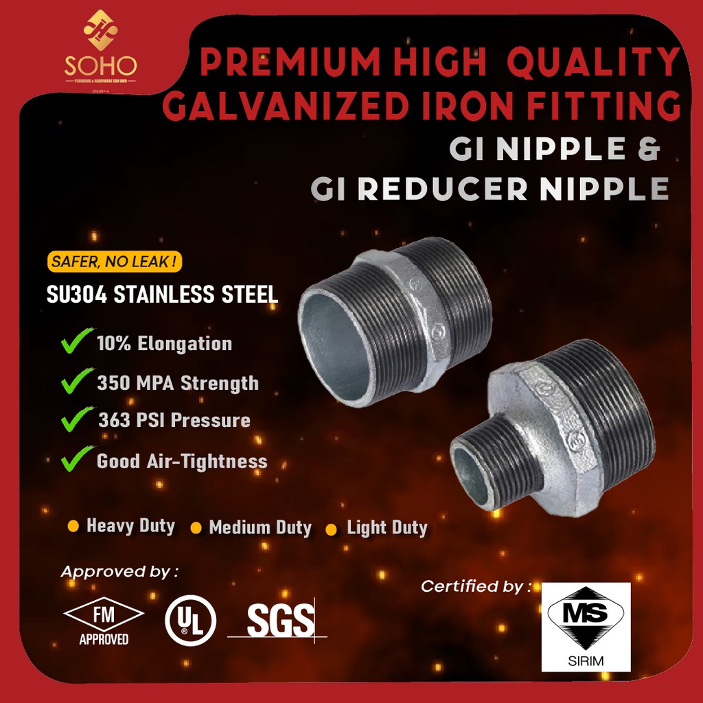 LOJI Gi Nipple Gi Reducer Nipple Iron Besi Pipe Fitting Lock Nut SocketPlug Endcap Nipple Valve ...