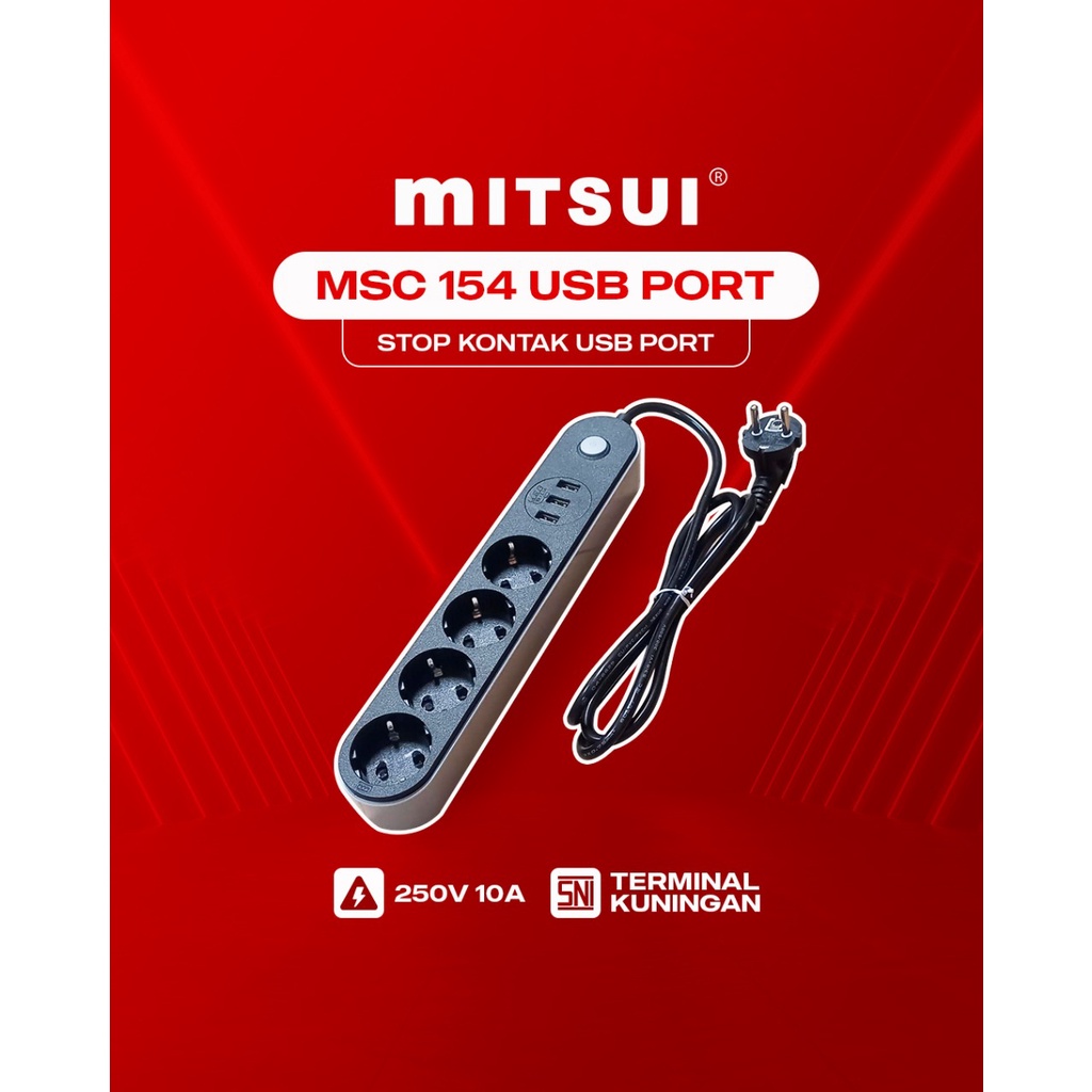 MITSUI 4 Hole Socket + 3 USB Ports MSC 154 | Mitsui MSC 154 Strip Cable ...