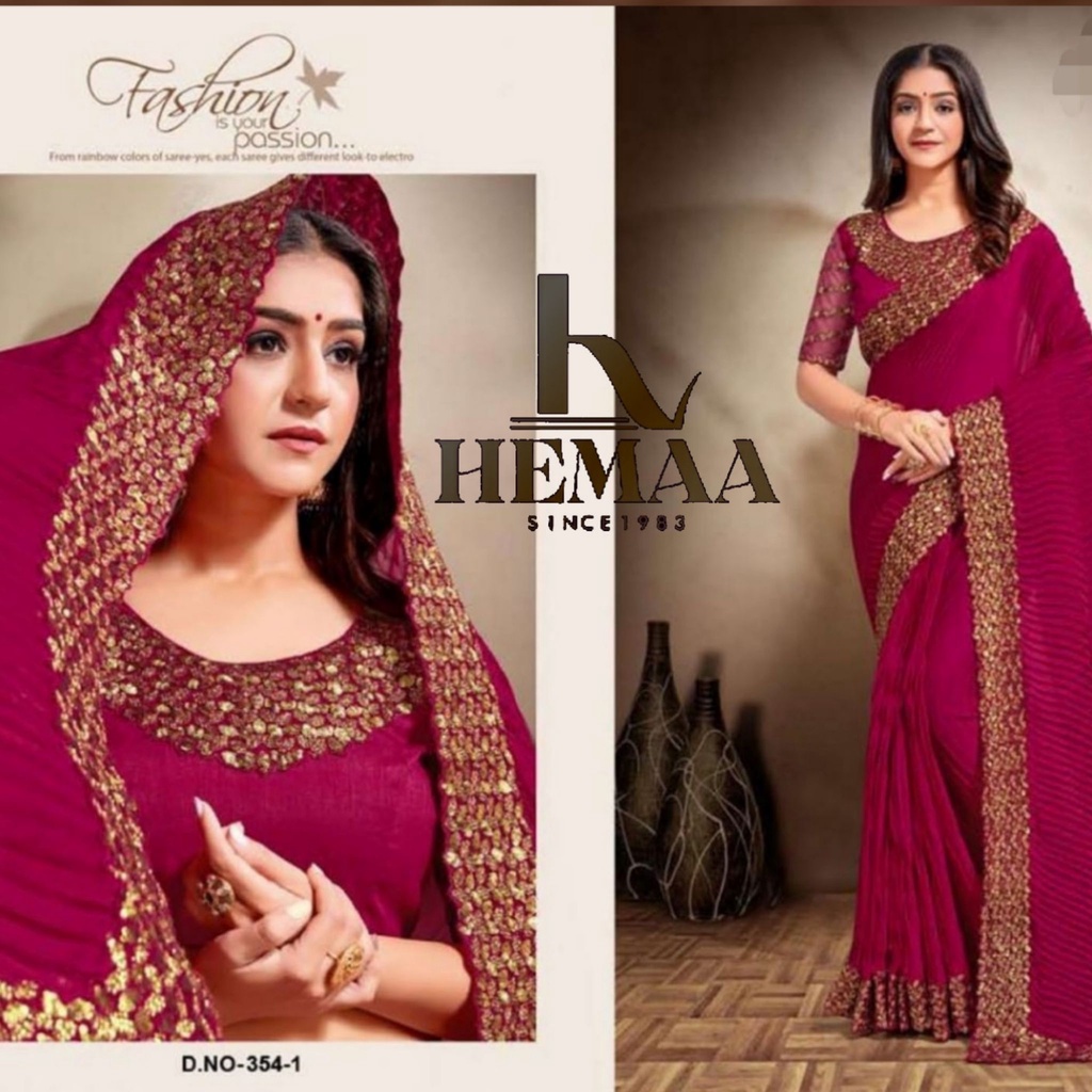 Designer saree dinner wear sequins saree pink / sari bollywood lembut ...