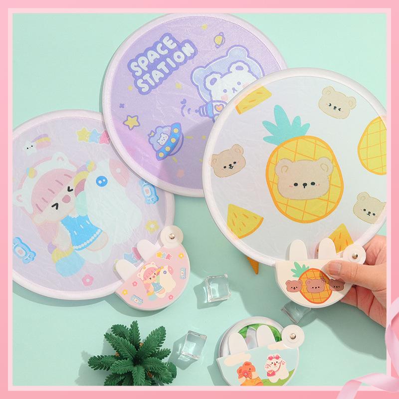 Summer Cute Foldable Storage Group Fan Cartoon Portable Fan Small Fan ...