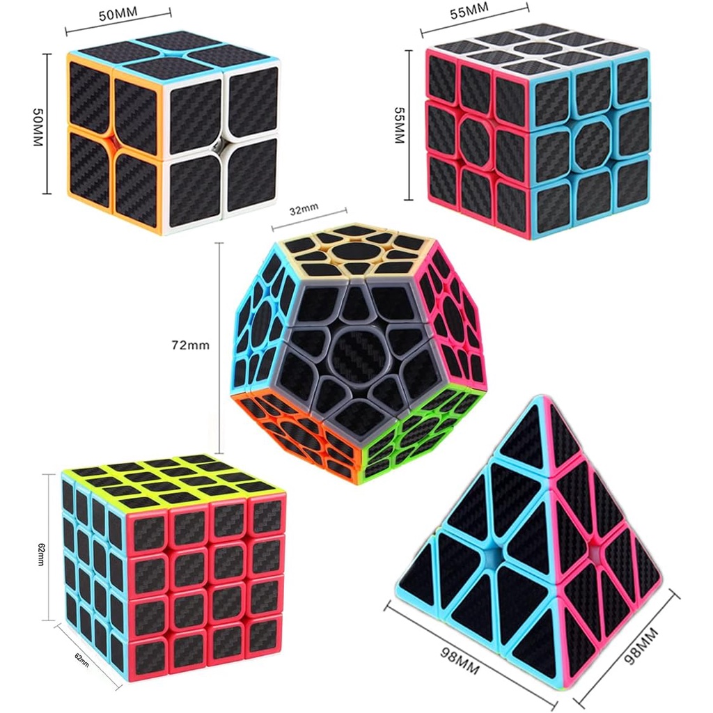 Carbon Fiber Sticker Speed Cube 2x2 3x3 4x4 Megaminx Cube and Pyramid ...