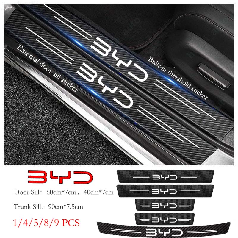 BYD Car Door Sill Sticker Anti-Scratch Carbon Fiber leather Sticker ...
