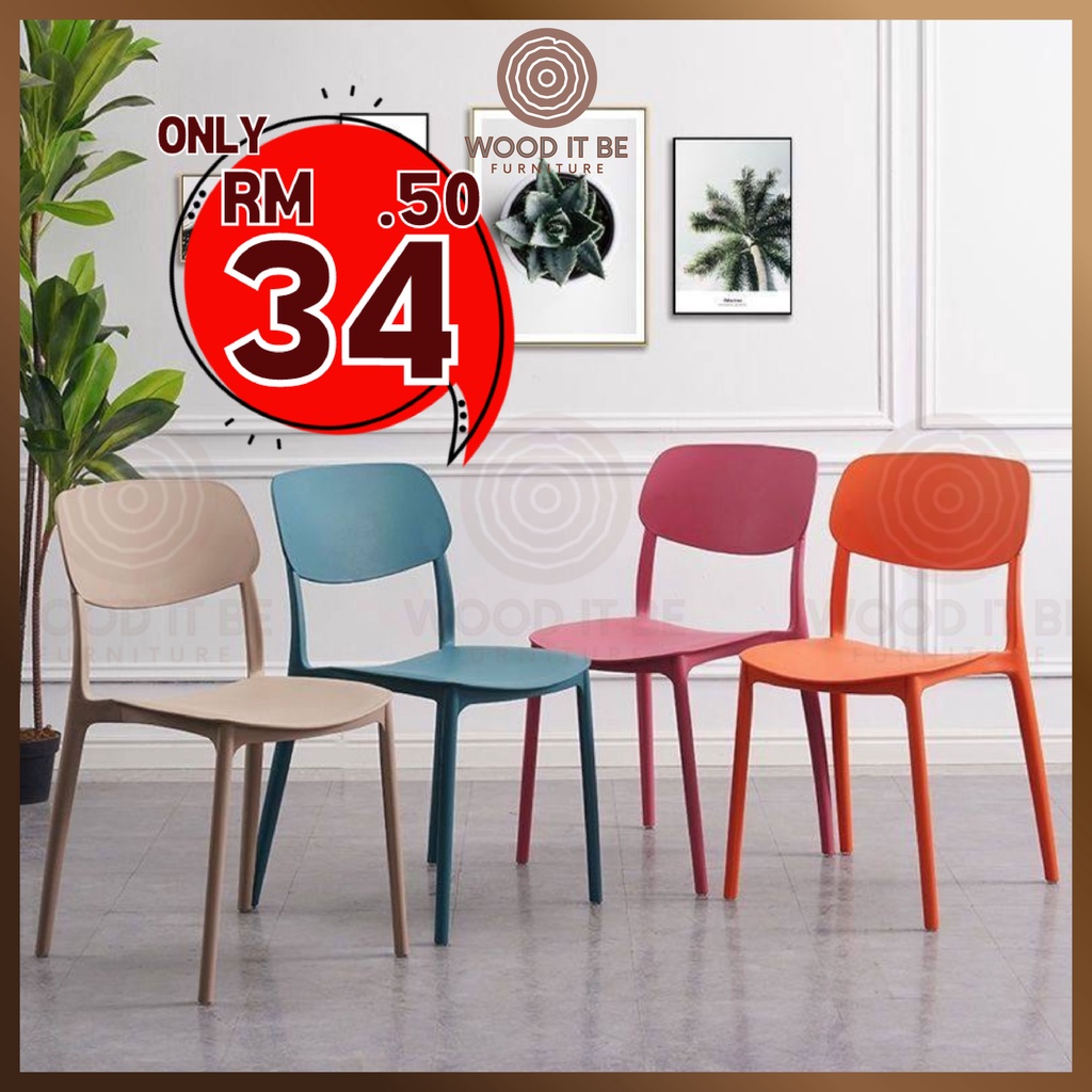 (BIG SIZE) WOODitbe Nordic Candy Chair Plastic Chair Cafe Chair Dining ...
