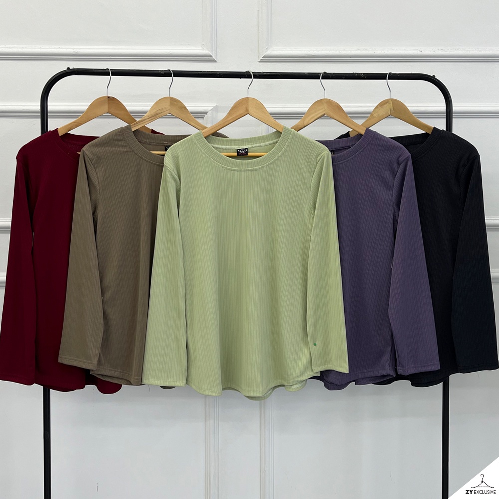 ZY 950 S40-S48 Exclusive Cotton Rib Knit Long Blouse | Shopee Malaysia