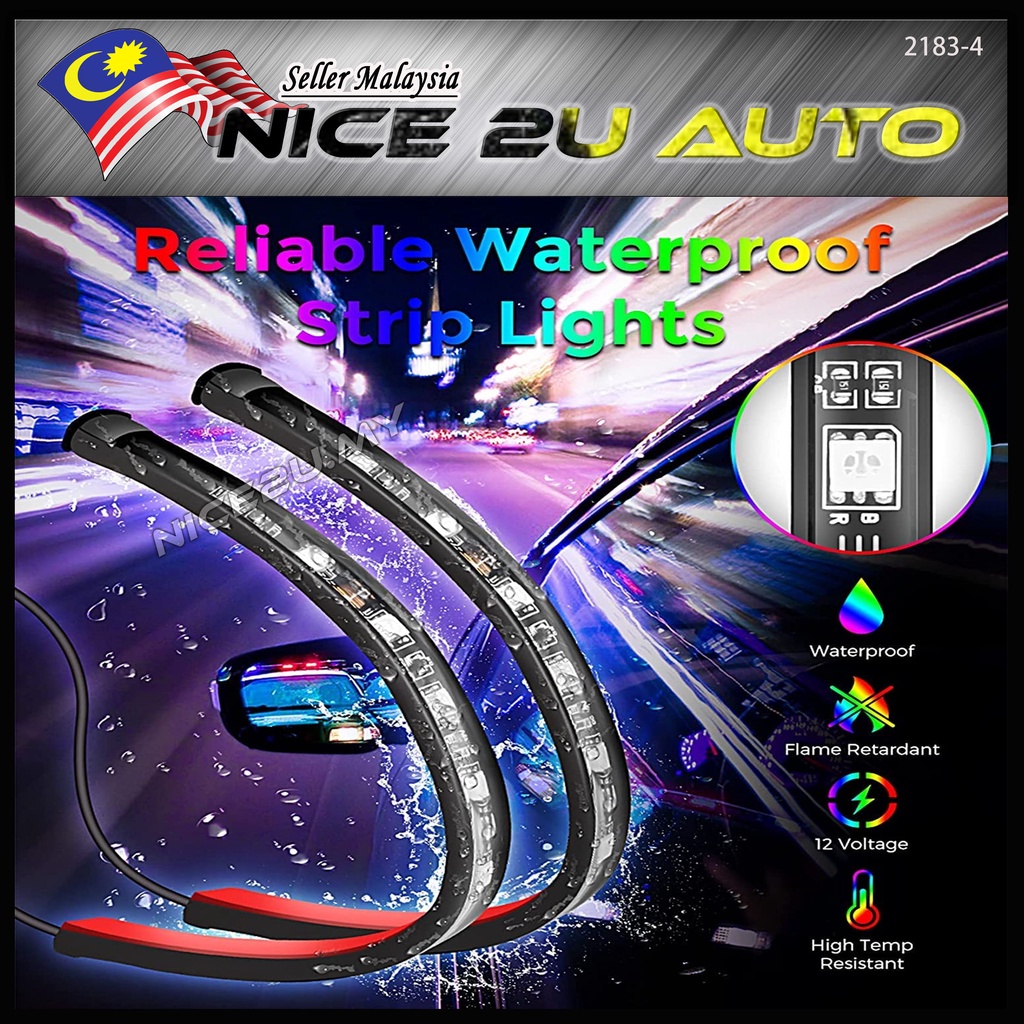 4PCS RGB LED Strips Car Interior Atmosphere Decorative Foot Lamp Door ...