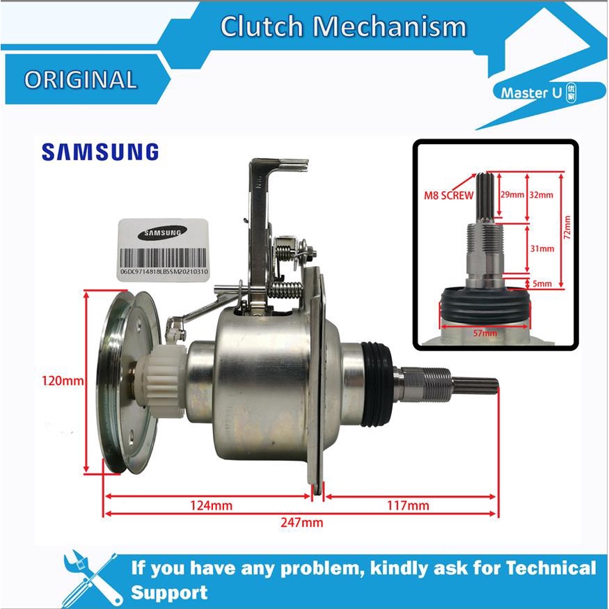 ORIGINAL Samsung Clutch Mechanism Gear Box Washing Machine 17kg DC97 ...