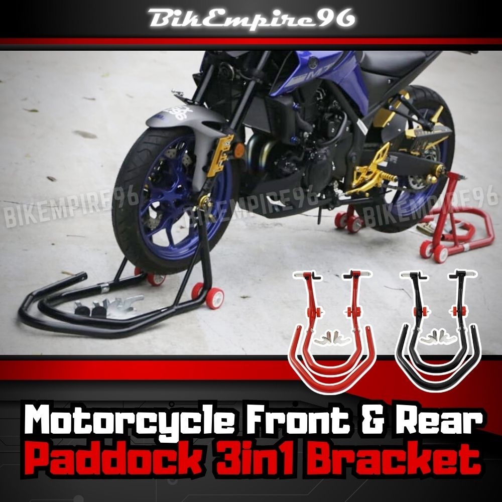 Motorcycle Front & Rear Paddock 3in1 Bracket Heavy Duty Paddock Solid ...