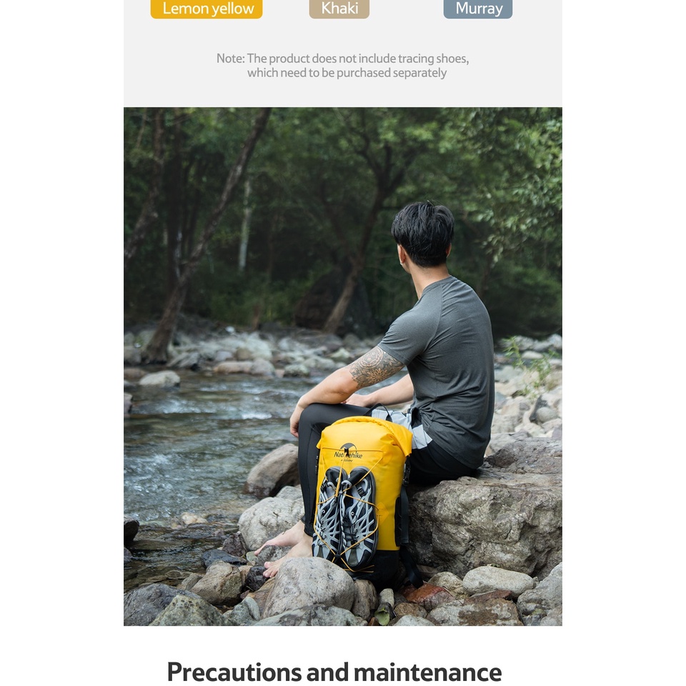 Naturehike TPU 20-40L Waterproof Backpack Dry Wet Separation IPX6 Wear ...