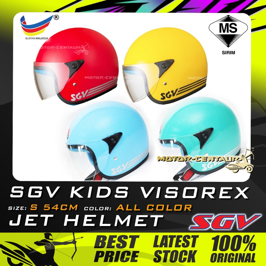 TOPI KELEDAR KANAK-KANAK/BUDAK/CHILDREN SGV HELMET KIDS VISOREX RED ...