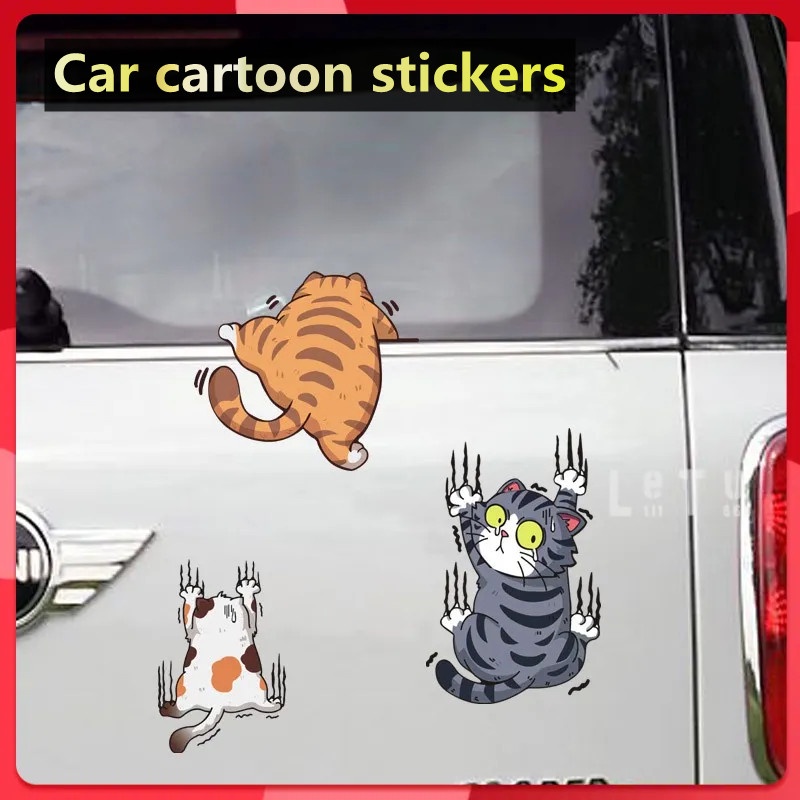 Hot New Reflective Waterproof Fun Scratch Cat Car Stickers Funny Cat ...