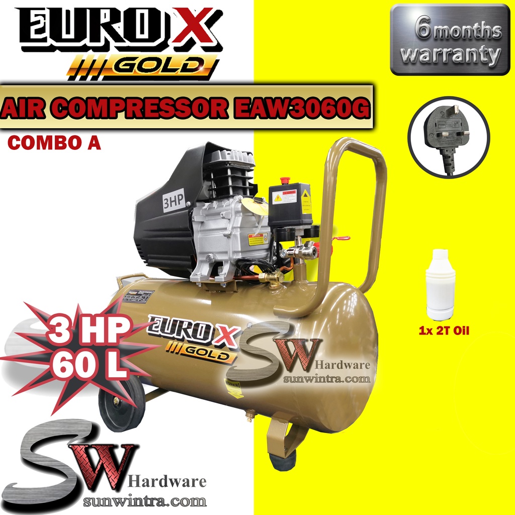 EUROPOWER EUROX GOLD 3HP/60L AIR COMPRESSOR EAW3060G/EAW 3060G | Shopee Malaysia
