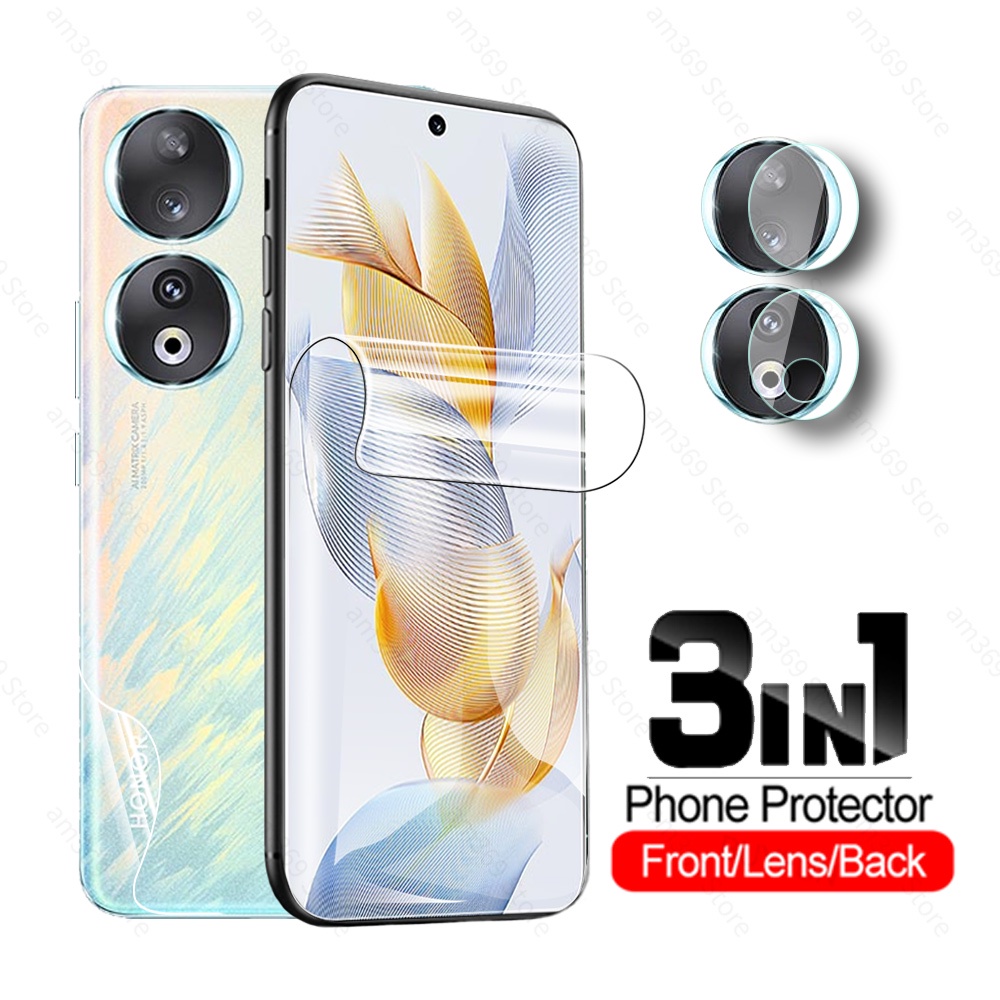3in1 Camera Glass Hydrogel Film For Honor 90 Front Back Screen ...