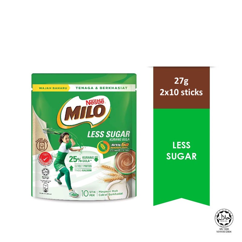NESTLÉ MILO® Less Sugar 10 Sticks (27g) | Shopee Malaysia
