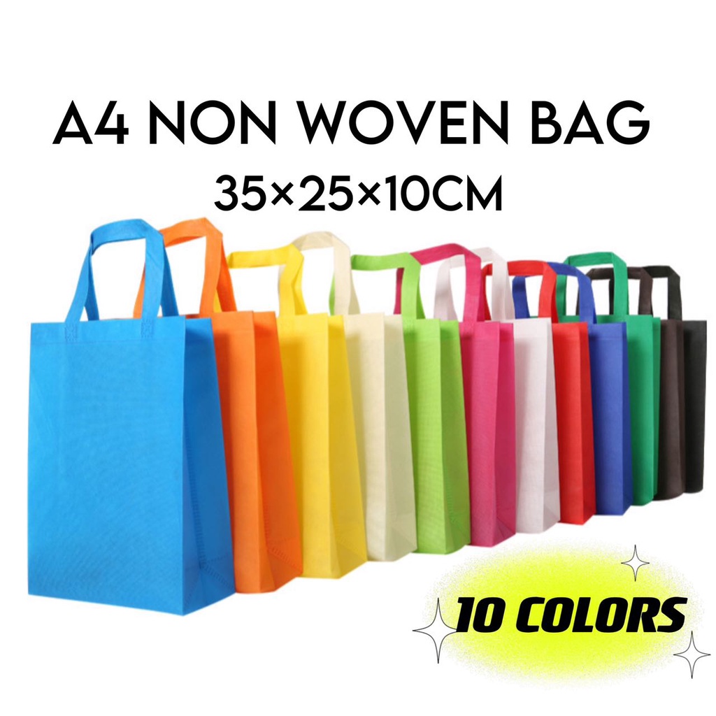SW_ 《 𝗥𝗘𝗖𝗬𝗖𝗟𝗔𝗕𝗟𝗘 》A4 Size Plain Color Non Woven Bag Eco Friendly Shopping Tote Handbag Doorgift ...