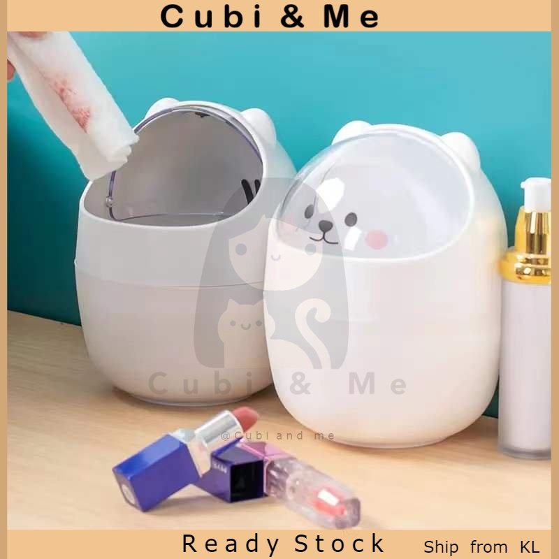 C&M Plastic Mini Cute Bear Table Trash Can Tabletop Desktop Mini ...