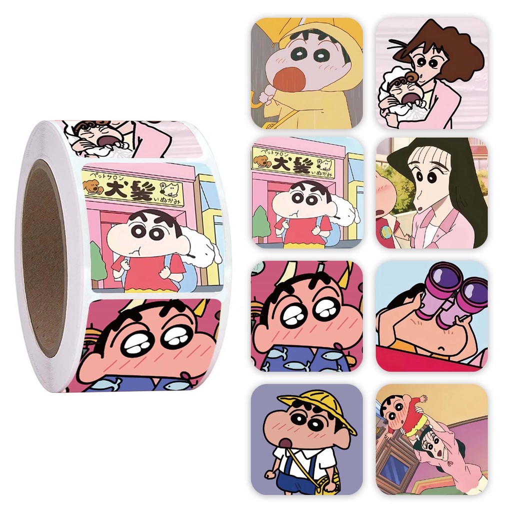500 Stickers/roll Cartoon Cute Crayon Shinchan Stickers Card Diary ...