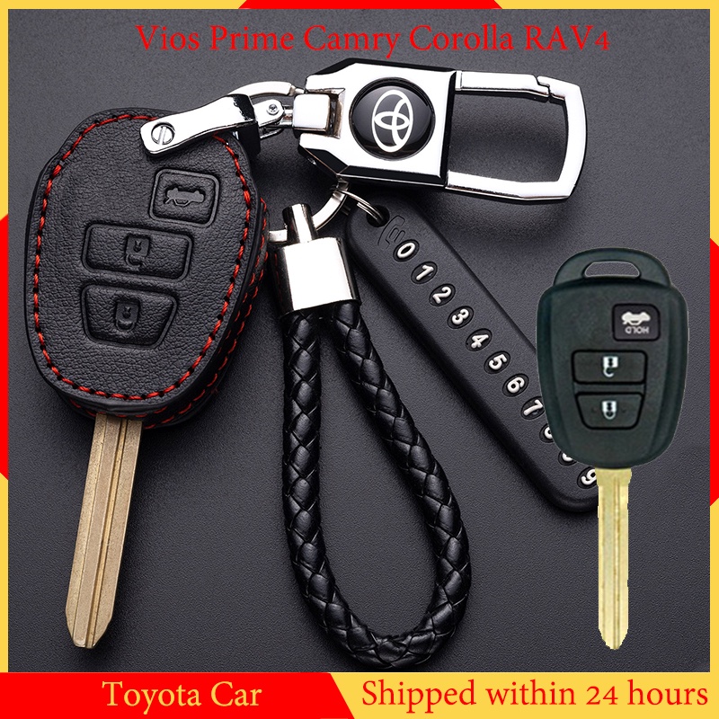 Toyota Vios Prime Camry Corolla RAV4 Remote Key Leather Case Cover ...