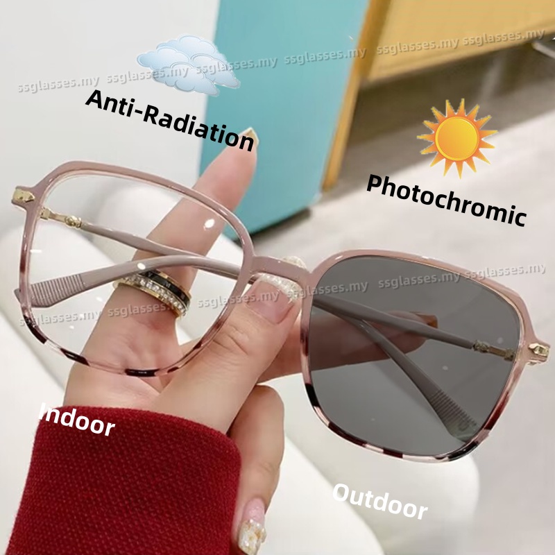 New Square Photochromic Anti Radiation Glasses For Women Eyeglass Anti ...