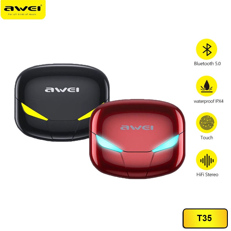 Awei T35 TWS Wireless Earphone Gaming With Mic Bluetooth Earphone Low ...