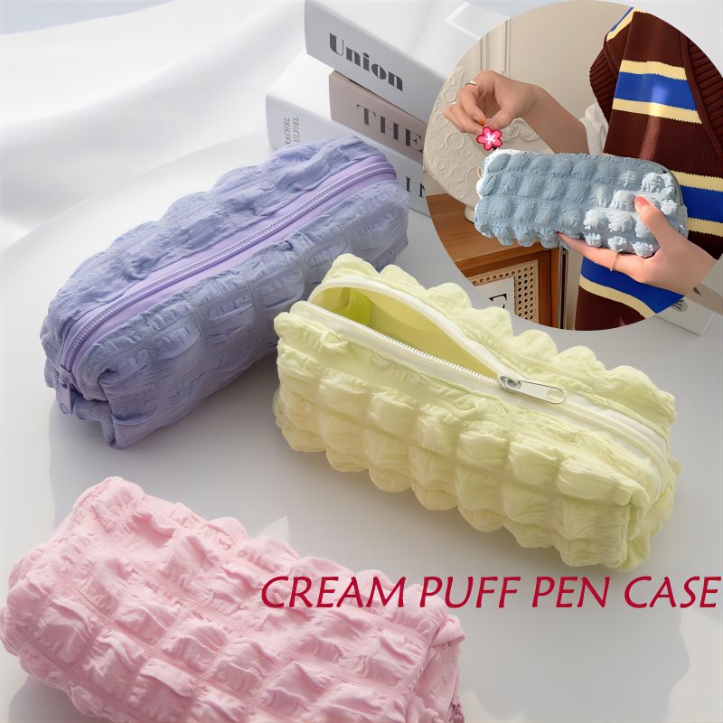 Ins Style Cream Puff Pencil Case High-value Large-capacity Stationery ...