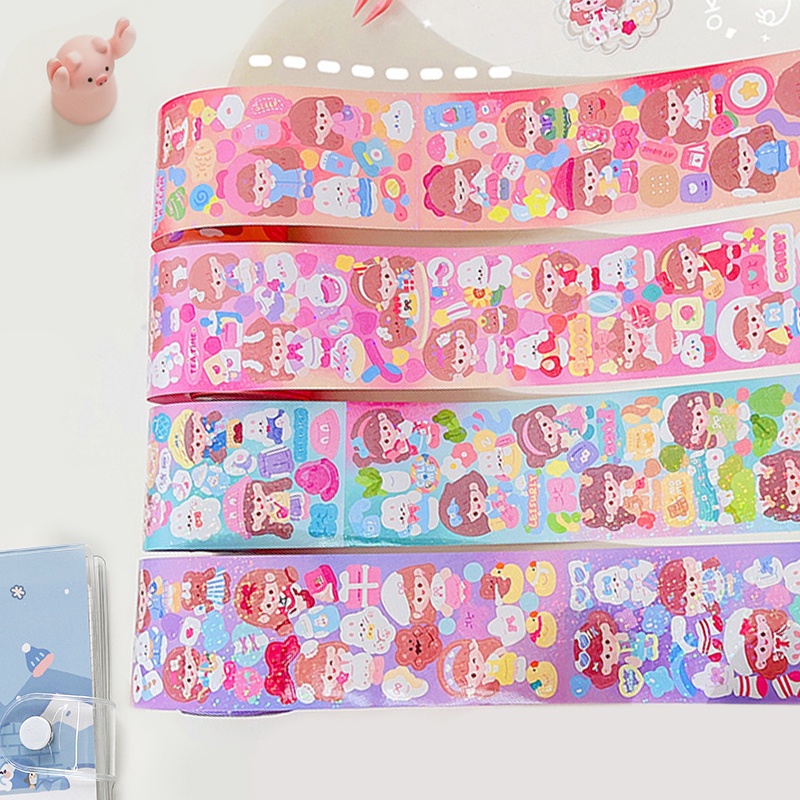 3M Cartoon Girl Series Laser Color Guka Tape Stickers Delicate Scrapbook Deco DIY Round Sticker ...