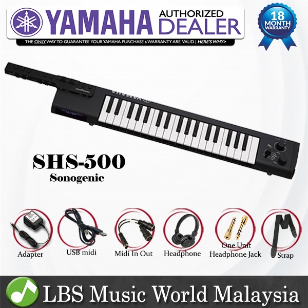 Yamaha SHS-500 37 Key Black Sonogenic Keytar Guitar Keyboard Piano ...