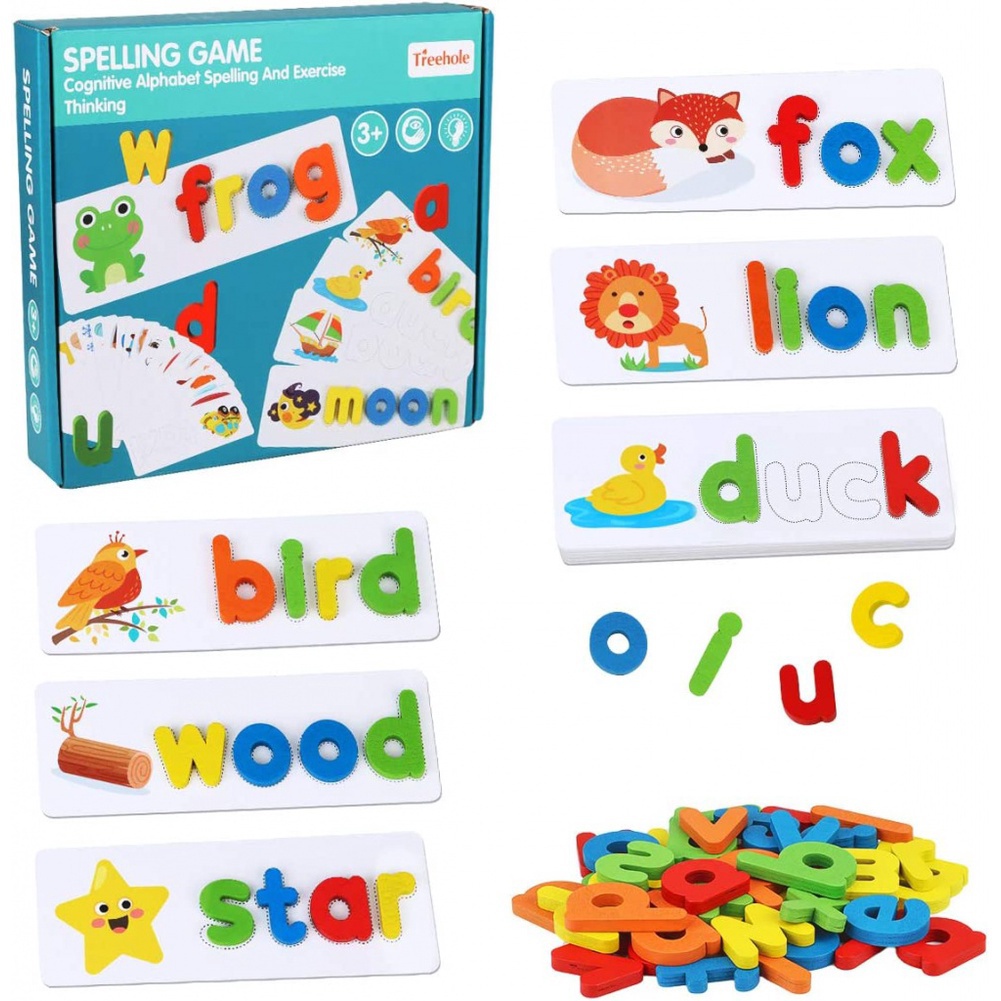 Reading Spelling Preschool Learning Toys Visual Word Puzzles Wooden ...