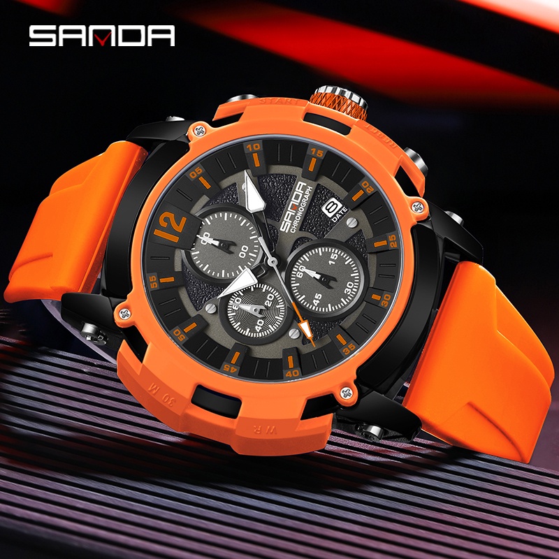 Sanda Street Trend Solid Six Pin Outdoor Waterproof Glow Quartz Watch ...