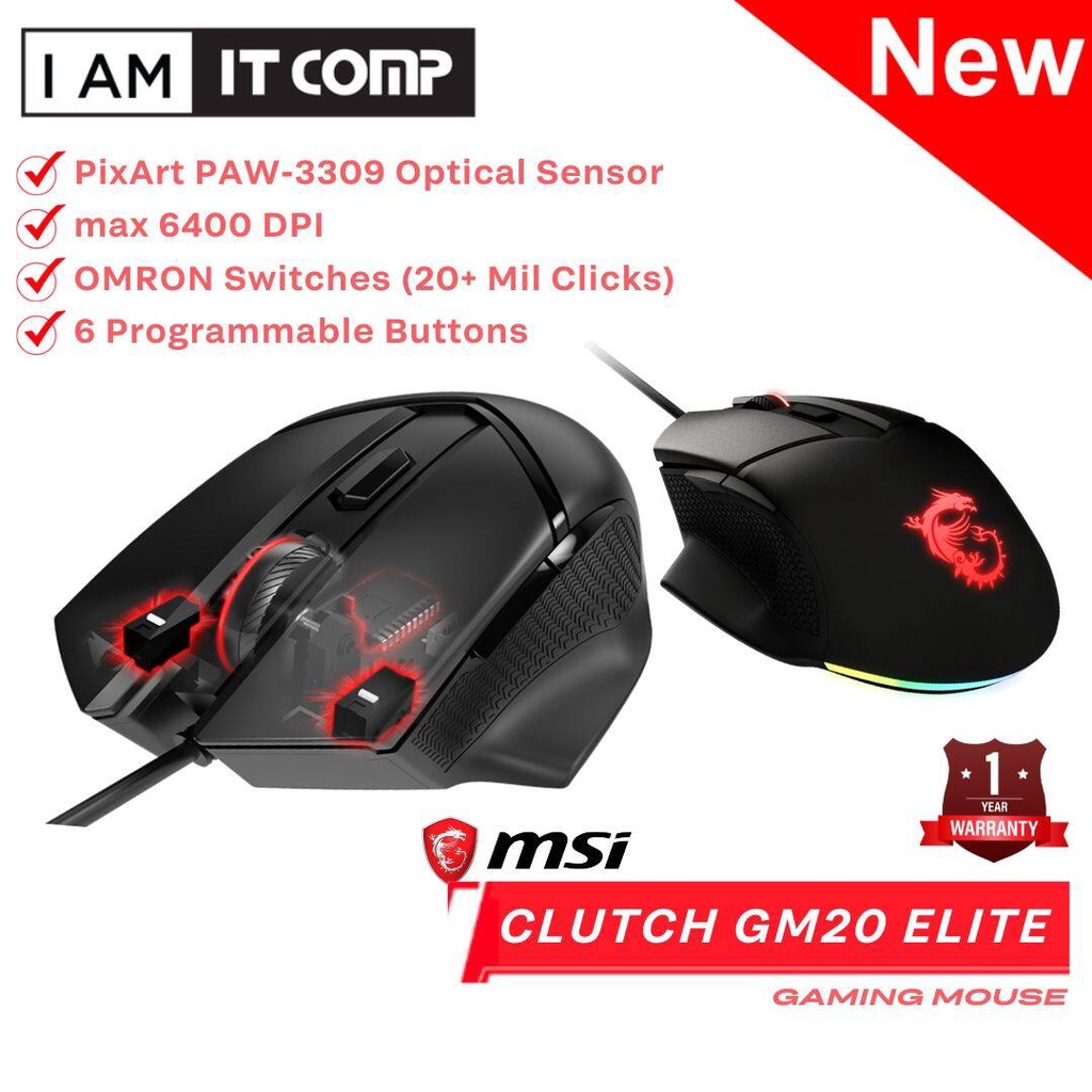 MSI CLUTCH GM20 ELITE Gaming Mouse | Shopee Malaysia