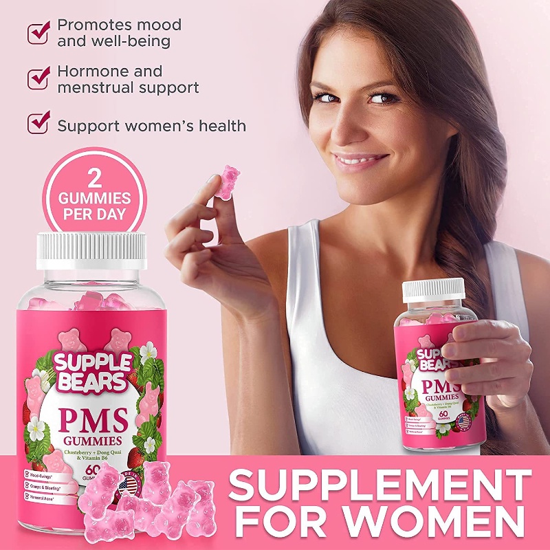 Feminine Mood Relief Gummies Strawberry Flavor Menstrual Mood Relief ...