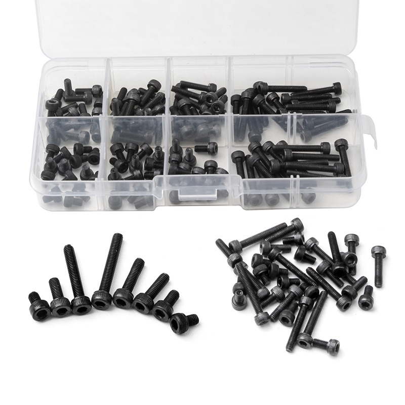 120PCS M3*4/5/6/8/10/12/18/20 Black Cylinder Head Hexagon Screw Repair ...