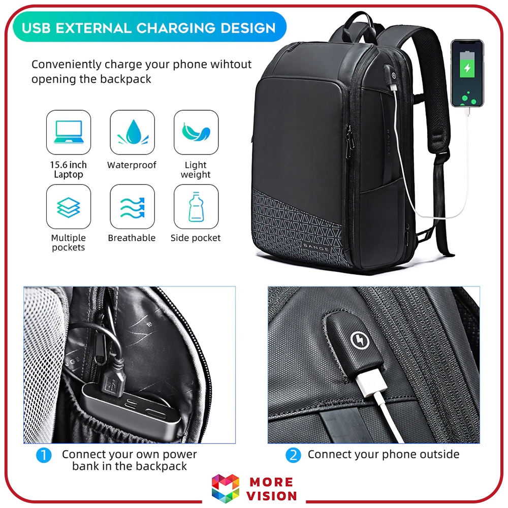 Bange Ionic Backpack USB Bottle Expandable Multi Compartment Big ...