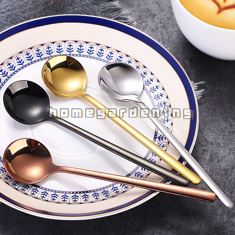 Small Glod Silver Stainless Steel Round Tea Coffee Spoon For Ice Cream ...