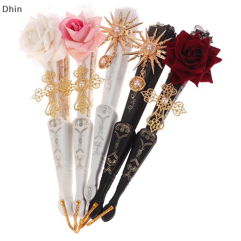 [Dhin] Gorgeous Retro European Style Dark Gothic Court Dance Hand Fan ...