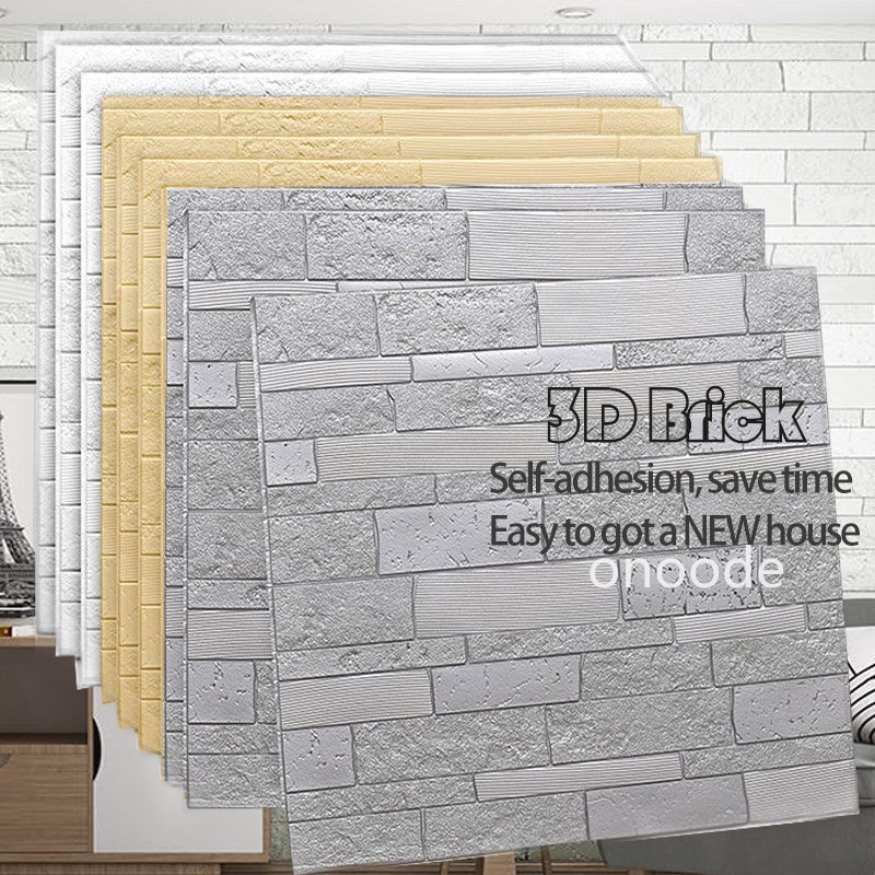 Self-Adhesive 3D Wallpaper Dinding Foam 3D Brick Wall Ceiling Sticker ...