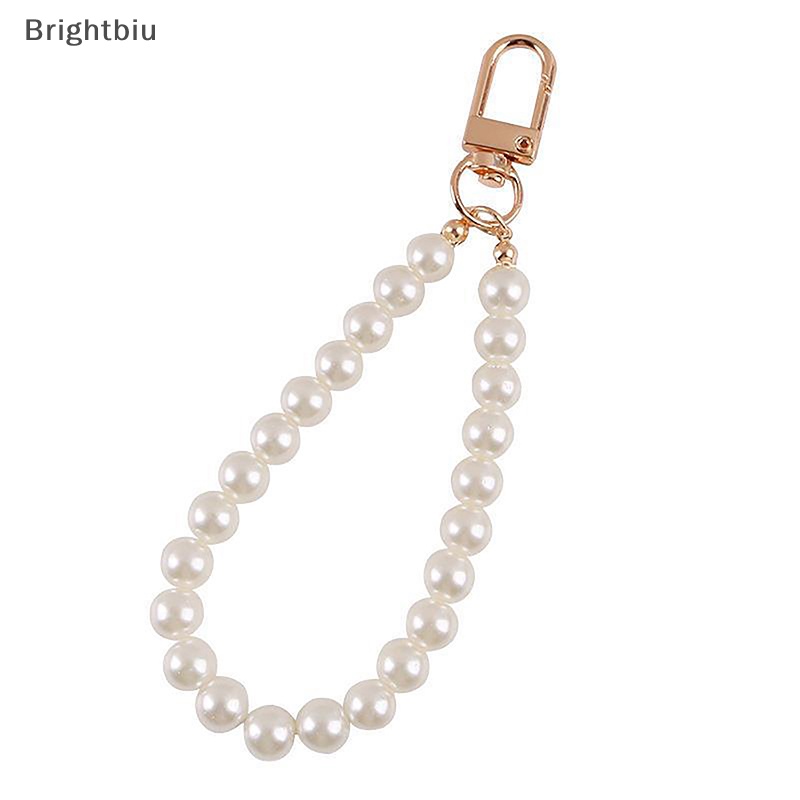 [Brightbiu] Pearls Beaded Keychains for Women Car Bag Bluetooth Headset ...