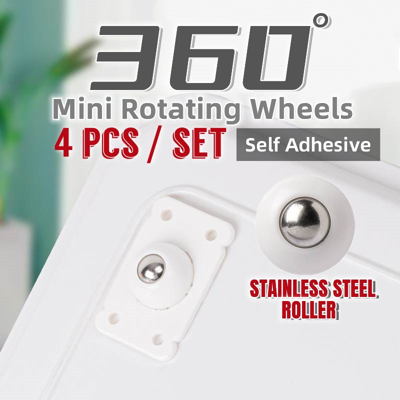 (4 pcs/set) Mini 360 Rotating Wheel Roller Stainless Steel Self ...